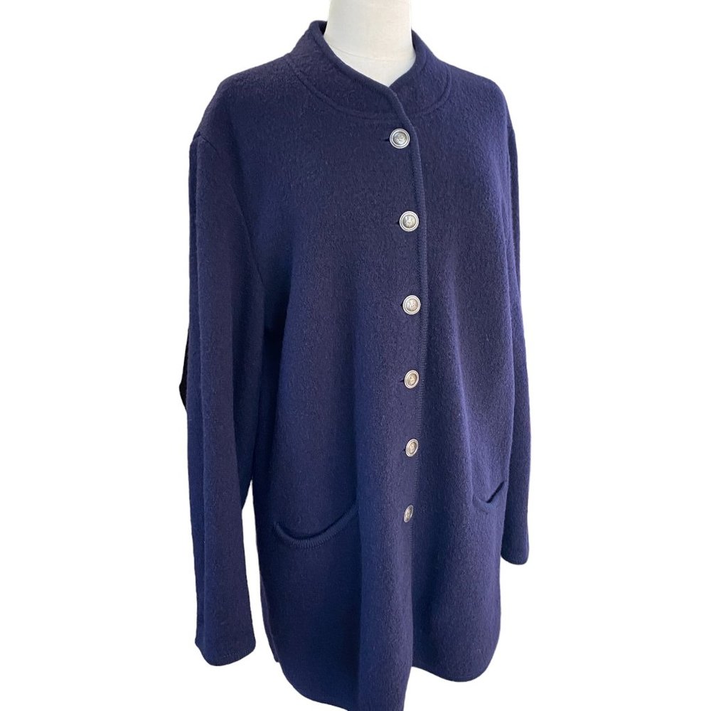 Vintage Talbots 100% Boiled Navy Wool Crest Button Lo… - Gem